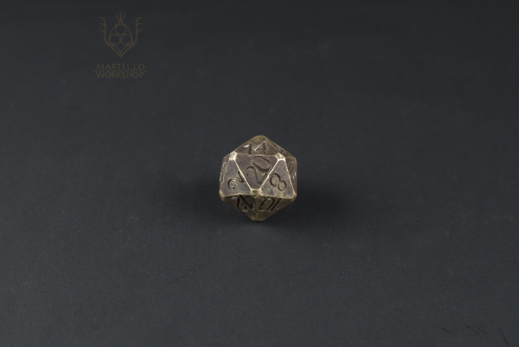 Forged Brass D20 for DnD - Martillo Workshop